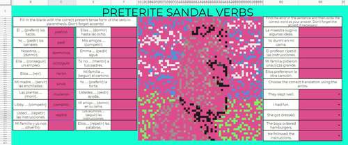 Preterite Sandal Verbs Digital Mystery Pic Spanish Pixel Art Digital ...