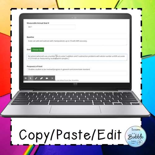 IEP goals 2nd grade Math Objectives | SMART format Goal Bank Second Grade