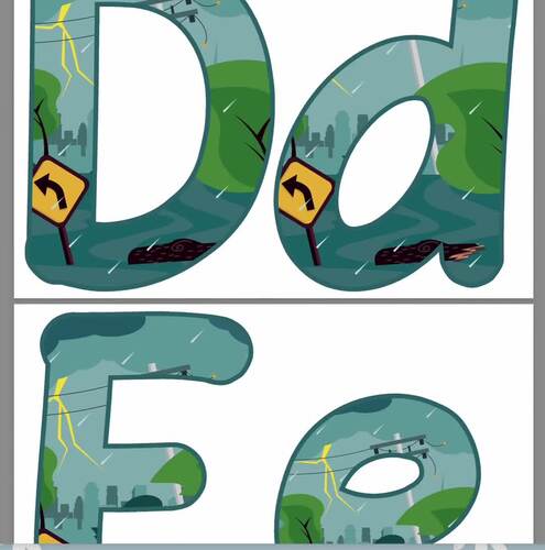 EXTREME WEATHER BULLETIN BOARD LETTERS, NUMBERS & BUNTING by TechLitTeach