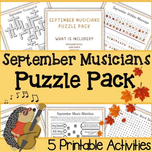 September Composer of the Month Music Puzzle Bundle, Middle School Code ...