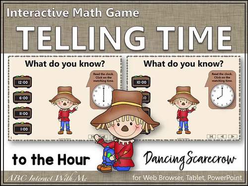 Telling Time to the Hour Interactive Math Game {Dancing Scarecrow}