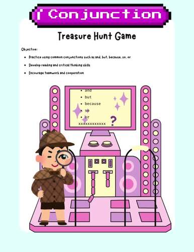 Conjunction Treasure Hunt Game: Editable and Printable Worksheet