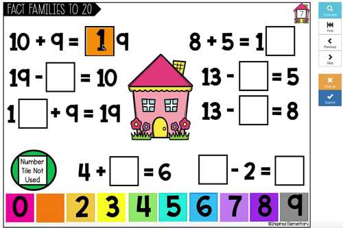 Digital Math Tiles: Fact Families to 20 Boom Cards™ {Addition ...