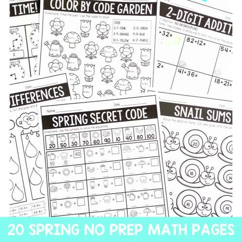 Spring Math Worksheets 1st Grade April Printables Review No Prep Math ...