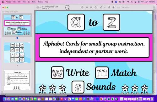 Alphabet Handwriting & Matching Cards, K-2 Small Group, Centers, Homeschool
