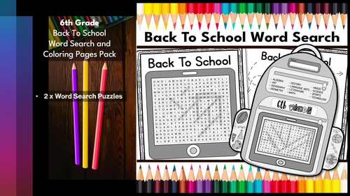 6th Grade Back to School after Winter Break Word Search and Coloring ...