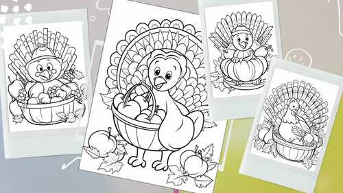 Thanksgiving Coloring : Adventures Turkey Tales for Kids | TPT