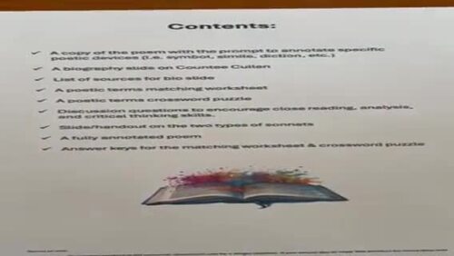 Complete high school level ELA Lesson on Countee Cullen's "Yet Do I Marvel"
