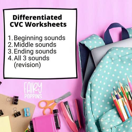 CCVC Words Worksheets BUNDLE | Beginning, Middle, Ending Sounds & Short ...
