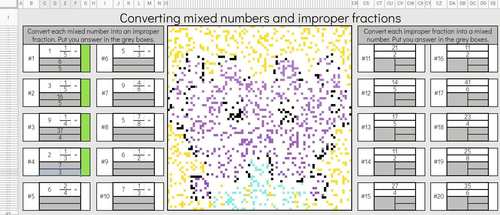 Digital Math Pixel Art | 4th Grade Fluency - Mixed Numbers & Improper ...