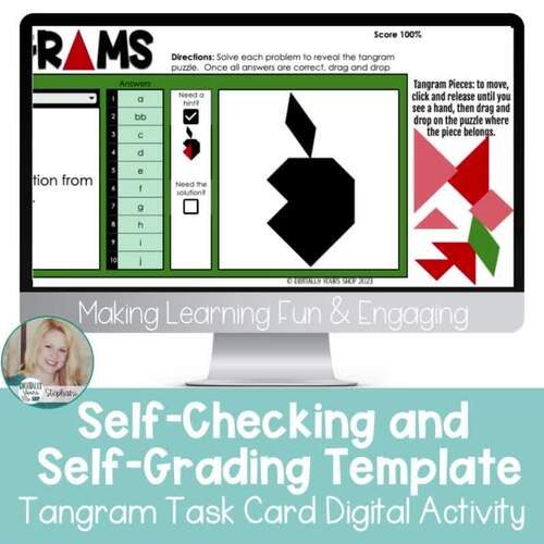 Editable Self-Checking Tangram Task Card Digital Resource Template Vol. 4