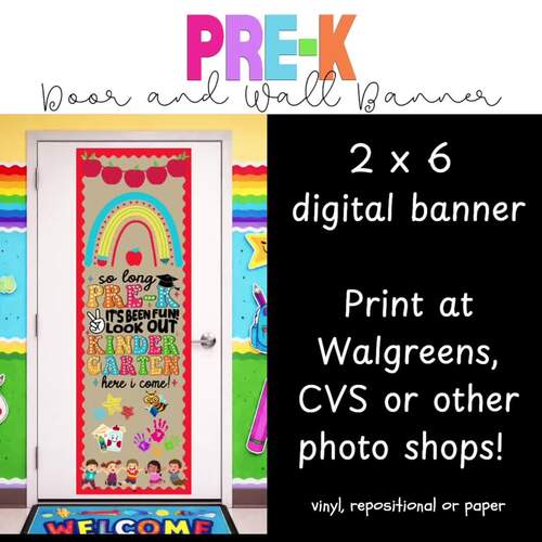 Pre-K Graduation Banner | End of Year Preschool Wall & Door Decor Printable