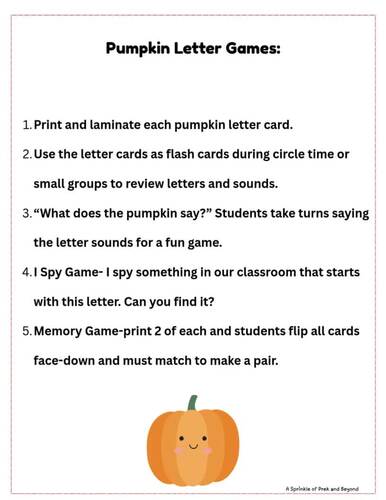 Uppercase and Lowercase Pumpkin Letter Cards For Letter Recognition ...