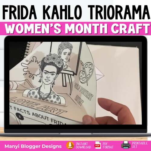 Frida Kahlo Craft Cut and Paste 3D-Women History Month Triorama/Diorama