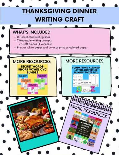 Thanksgiving Dinner Writing Craftivity - Fun & Engaging Writing Prompts ...