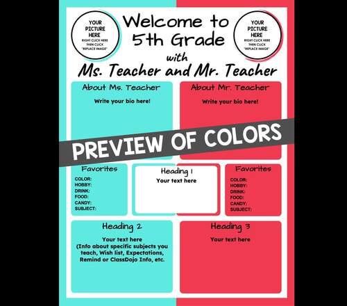 Team Teachers Welcome Flyer / Handout / Letter - Meet the Teachers EDITABLE