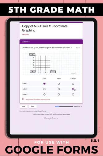 Geometry Google Form Math Assessments - 5th Grade Math Test Prep Quizzes
