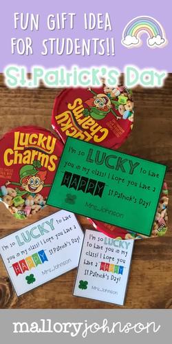 Editable St.Patrick's Day Cards from teachers to students by Mallory ...