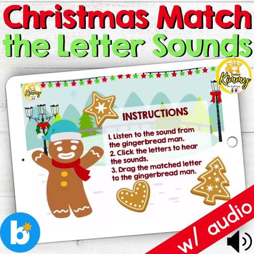 Christmas Match the Letter Sounds Boom Cards by Teacher Kimmy | TPT