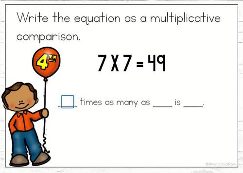 Multiplicative Comparisons Boom Cards & Task Cards - Bar Models & Word ...