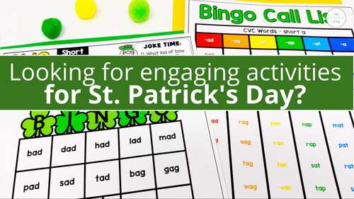 March CVC Words BINGO Cards - No Prep Printable & Editable Activities