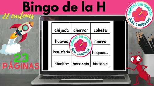Bingo Lotería de la letra H, sílaba h al principio y el medio | TPT