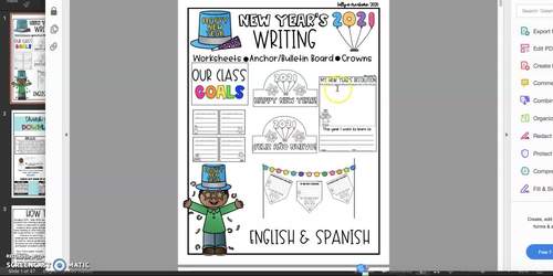 New Year's Goals/Resolutions Writing | English and Spanish by Tally-O ...