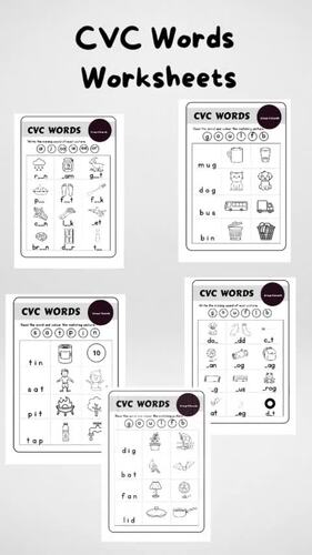 Phonics CVC Words Worksheets, Jolly Phonics, Learn to Read Activity, no ...