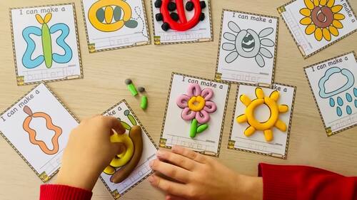 Nature Play Doh Mats - Fine Motor Skills Play Dough Cards by RikiTikiArt