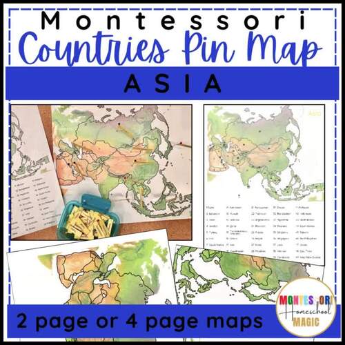 Montessori Geography: Asia Map Pin Work Follow-Up Asian Countries