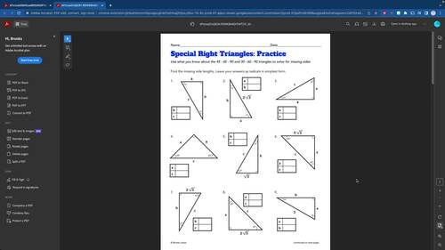 Practice With Special Right Triangles: Worksheet and BONUS Poster