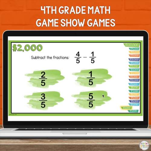 4th Grade Math Review Game Show Bundle Google Slides | Distance Learning