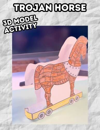Trojan Horse 3D Foldable Paper Model – Print • Color • Cut • Glue Activity