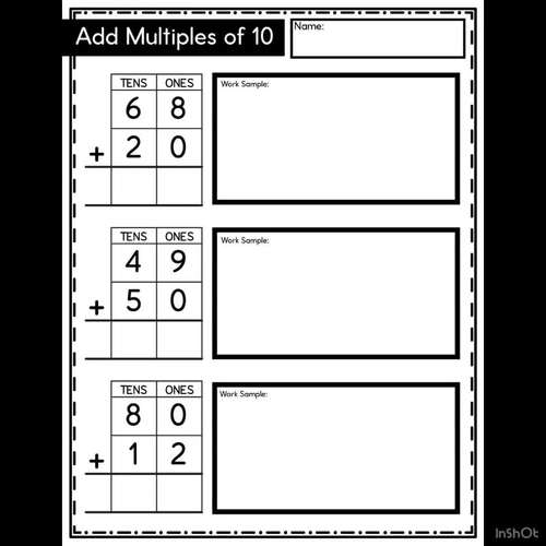Adding Multiples of 10 Math Worksheets | 1st Grade Math Practice