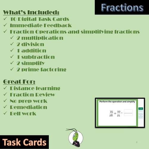 Operations of Fractions Set 1 Boom Digital Task Cards | TPT