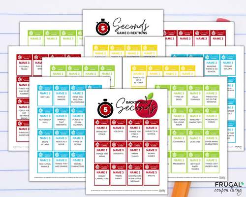 5 Second Game for Back to School, 156 Game Cards Name 3 School Trivia ...