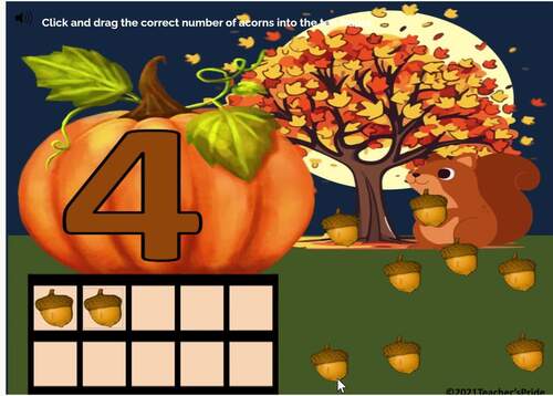 Subitizing Ten Frames with Acorns Boom Cards by Teacher's Pride | TPT