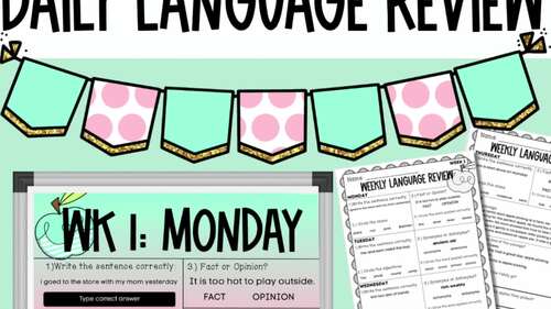 3rd Grade September Daily Language Review | Digital (Paperless) and ...