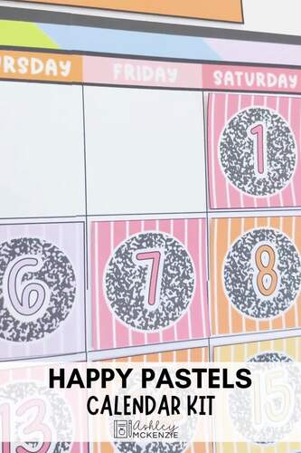 Flip Calendar | Wall Calendar Kit with Weather | Happy Pastel Classroom ...
