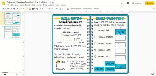 Number Sense 4th Grade Digital Math Practice & Quiz Google by Raising ...