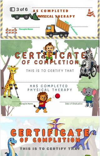 Physical Therapy PT Graduation Discharge Certificates | 6 Themed Printables