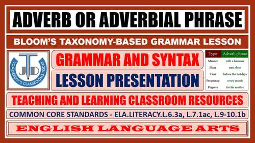 ADVERB PHRASE OR ADVERBIAL PHRASE - WORKSHEETS WITH ANSWER KEY by JOHN ...