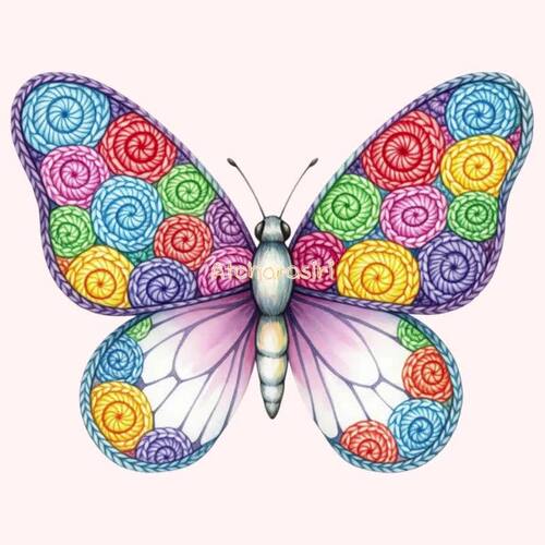Knitted Wing Butterfly Clipart PNG Set – 20 Watercolor-Style Cozy Yarn ...
