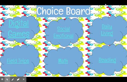 Choice Board with a Unit of Spring Digital Activities for Special Education