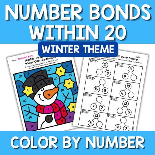 Number Bonds to 20 Winter Theme Color by Number Part Part Whole ...