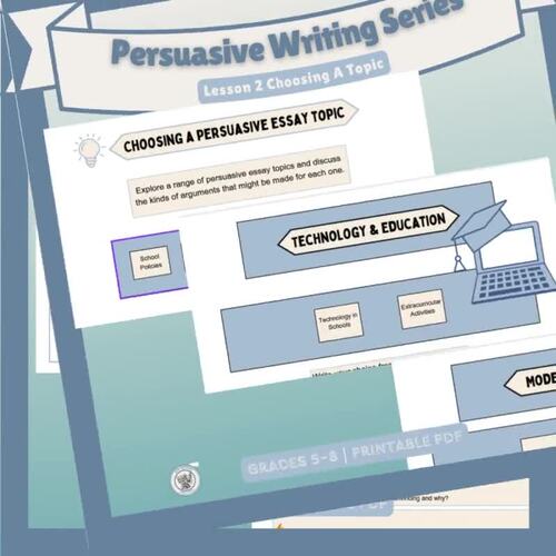 Persuasive Writing Lesson 2: Choosing a Strong Essay Topic Grades 5–8 ...