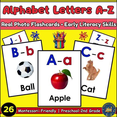 Alphabet Flashcards A–Z Bundle | Real Photos + Illustrated Letters with ...