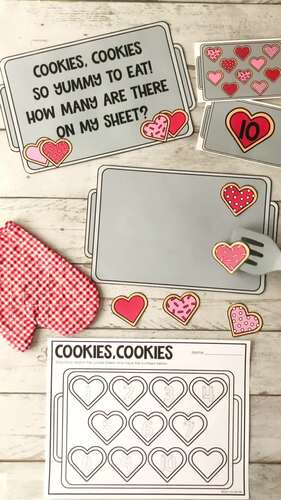 Valentines Counting Activities to Ten 10 - Counting Valentines Day Cookies