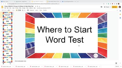 Digital Where To Start Word List for F&P BAS System 1 by Pure Literacy