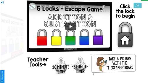 4th Grade Addition & Subtraction Review Escape Game | Boom Cards